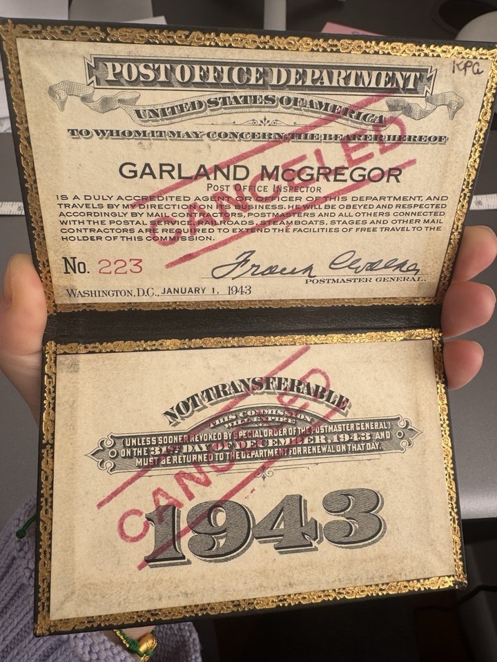 USPS US Mail Postal Service Antique Obsolete ID Card Post Office ...