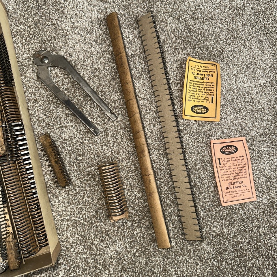 Clipper Belt Lacing Co Carded Belt Lacing Hooks, Tool, w/ Bamboo rods ...