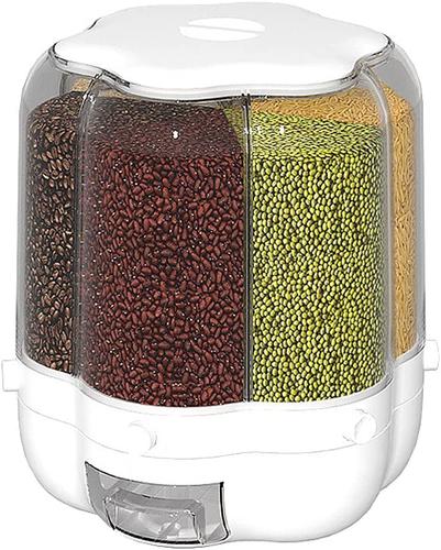 40Lb Grain Storage Container, 360 Rotating Food Dispenser with Lid ...