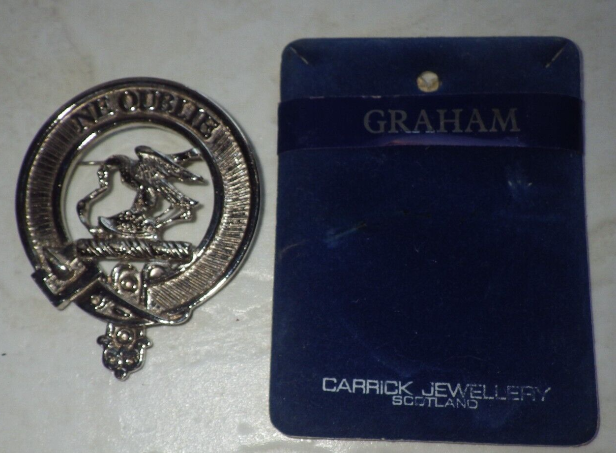 Carrick Clan Crest Badges Ne Oublie Graham Scotland Brooch Pin 2" x 2 1 ...