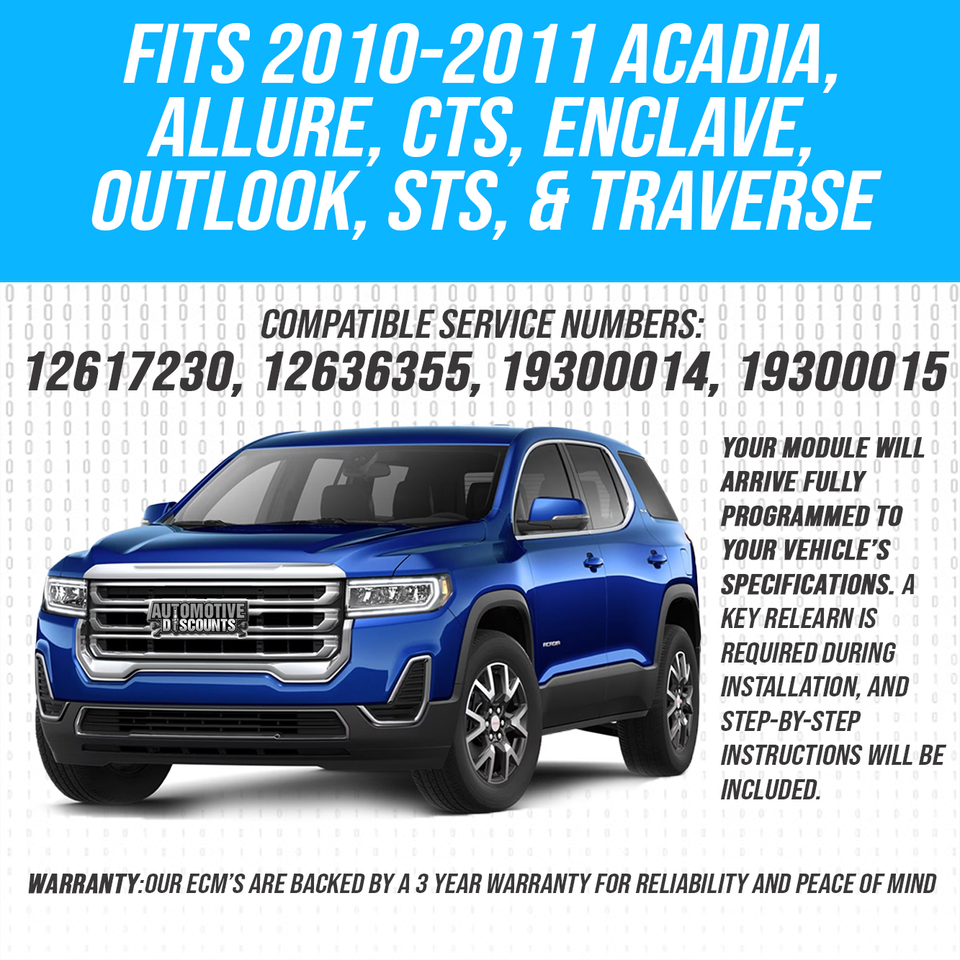 2009 Cadillac CTS 3.6L Engine Computer ECU ECM PCM PLUG & GO 12617230 ...