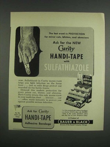 1943 Bauer & Black Curity Handi-Tape Adhesive Bandage Ad | eBay