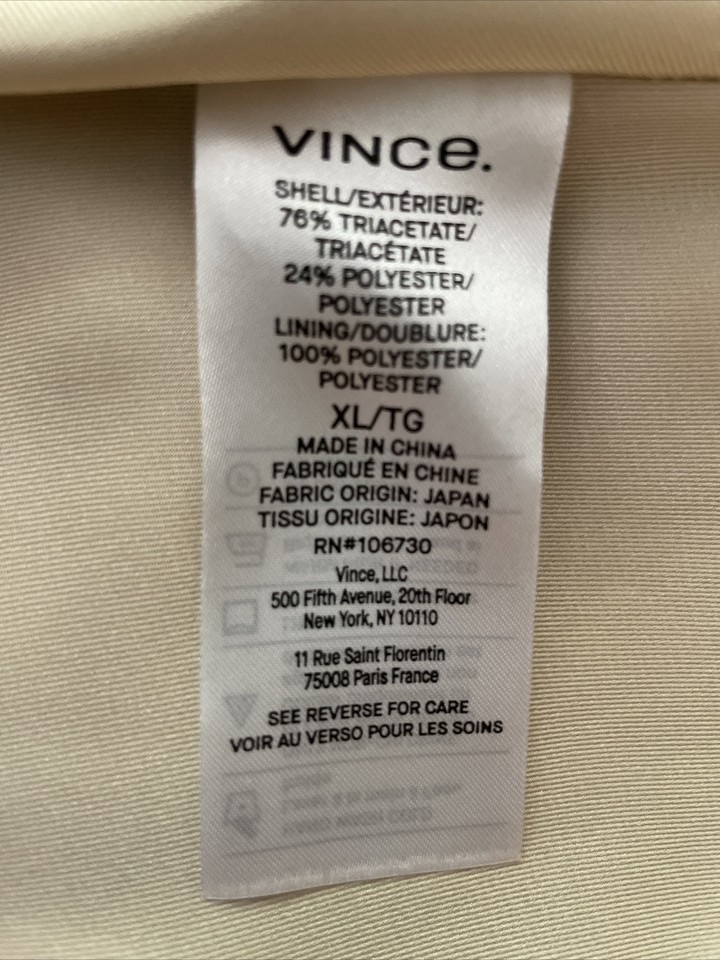 NWT Size XL Vince Long Sleeve Shaped Collar Tie Front Dress Color Beige ...