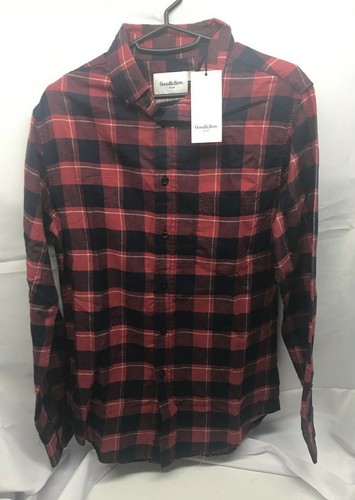 Goodfellow & Co Men’s Ripe Red Plaid Flannel Button Up Shirt Standard ...