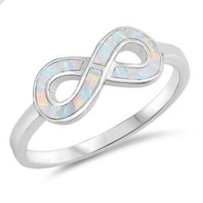 925 Silver Infinity Ring With White Opal Inlay | eBay