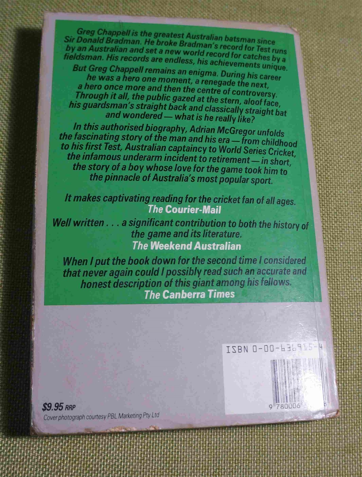 Cricket GREG CHAPPELL Biography by Adrian McGregor 1986 Signed by ...