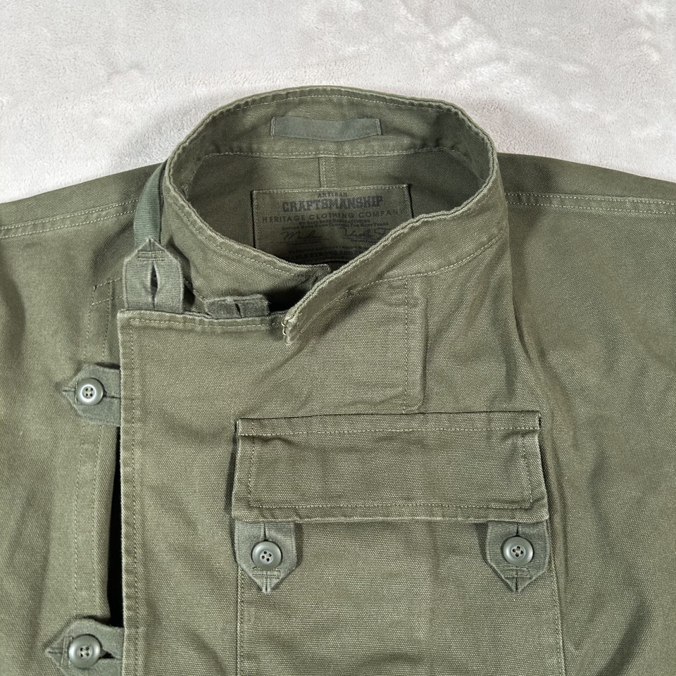 Vintage 60s Swedish Army Motorcycle Jacket Mens 2XL Olive Green Cotton ...