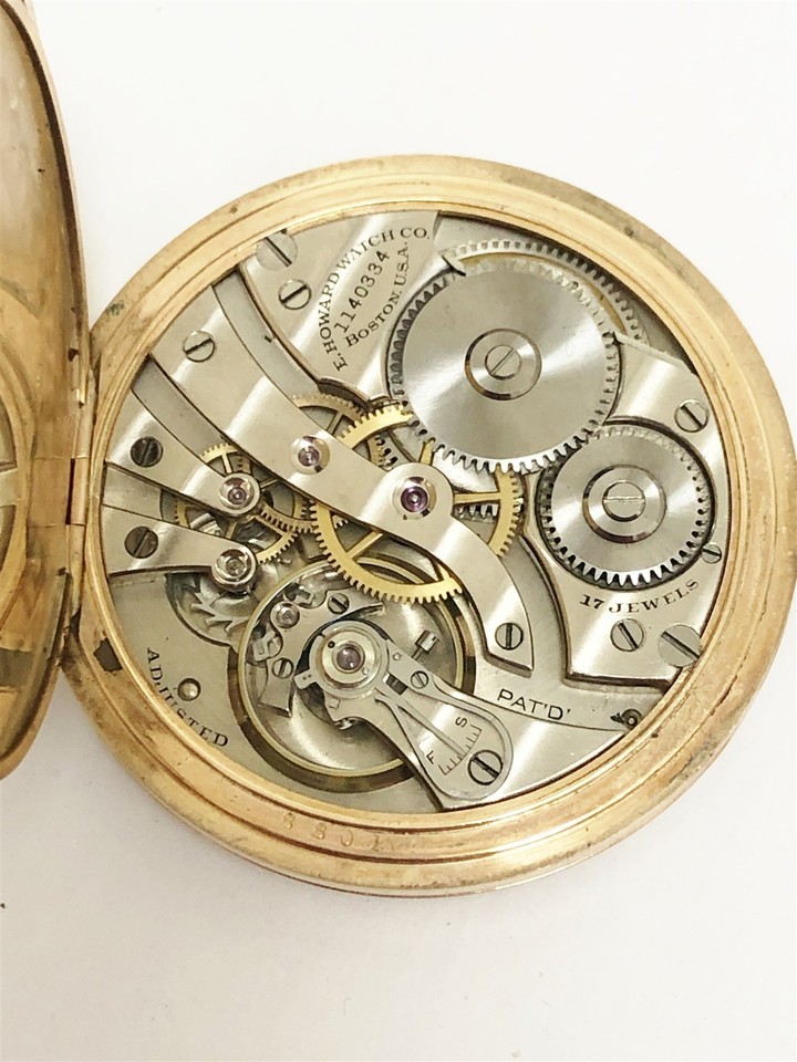 EARLY 1900s HOWARD MENS GOLD 17 JEWELED POCKET WATCH BEAUTIFUL WORKING ...