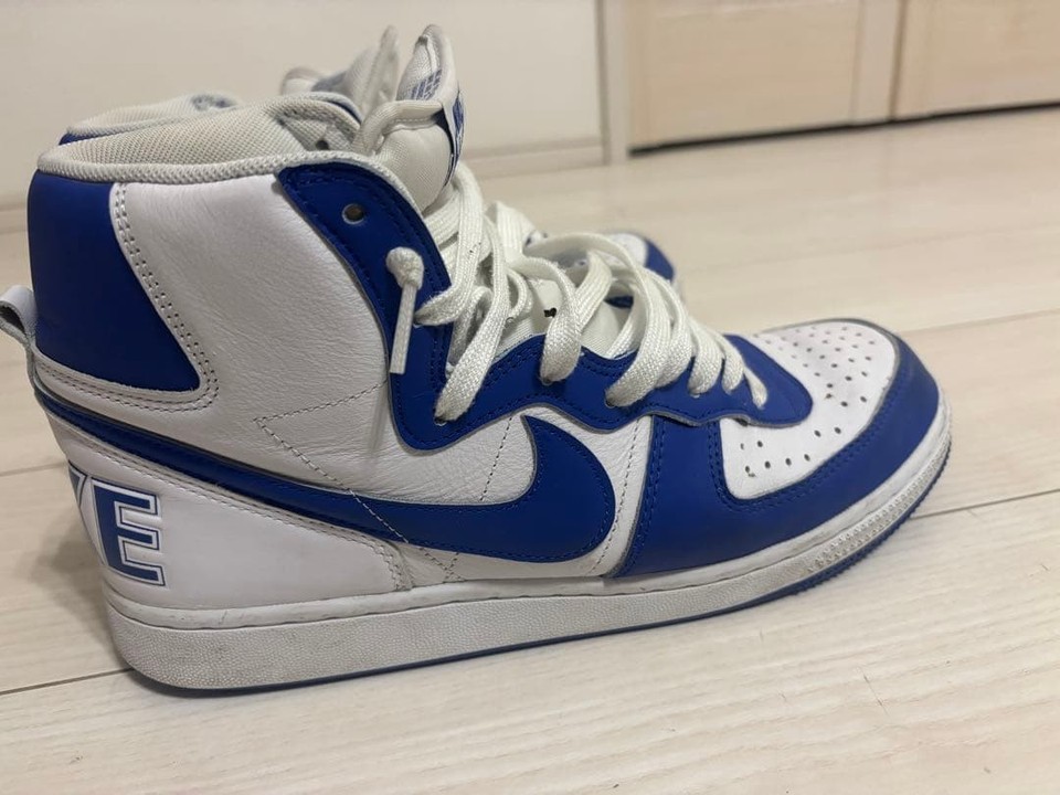 Nike High-Top Sneakers White/Blue Ventilation Perforation Used | eBay