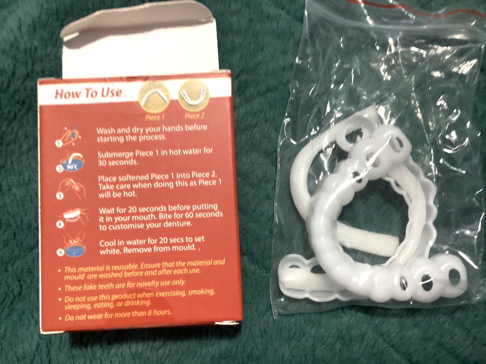 Snap On False Teeth Upper Lower Dental Veneers Dentures Tooth Cover Set ...