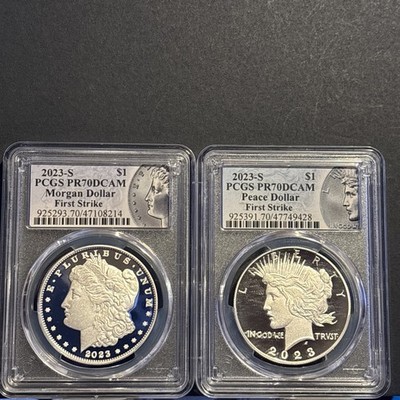 2023-S Proof $1 Morgan and Peace Silver Dollar 2pc Set PCGS PR70DCAM FS ...