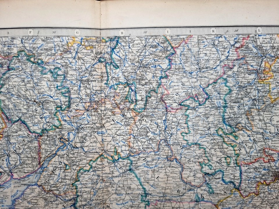 1861 HAND COLOURED MAP SOUTHERN ENGLAND & WALES CORNWALL DEVON SUSSEX ...