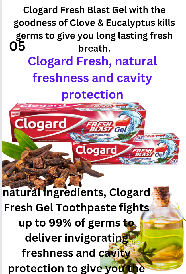 Clogard Fresh Blast tooth Gel 120 G Clove Eucalyptus fine breath cavity ...