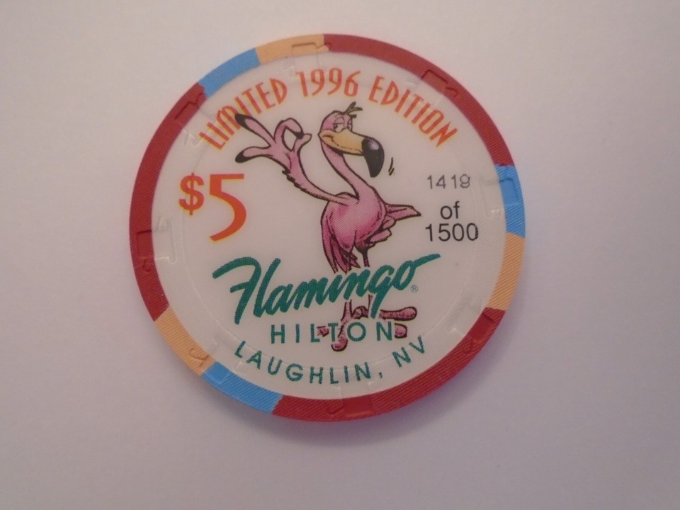 $5 FLAMINGO HILTON LAUGHLIN Nevada Casino Poker Chip WYATT EARP #1419 ...