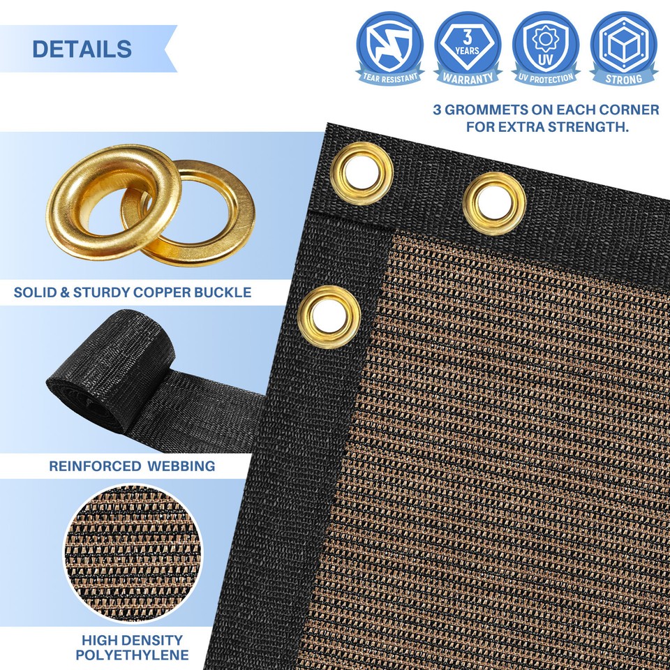 Brown 4ft Privacy Fence Screen Windscreen Cover with Grommets for ...