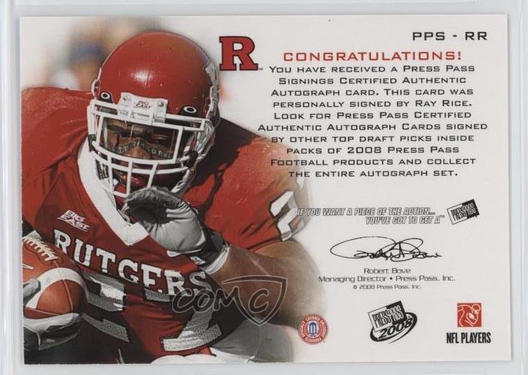 2008 Press Pass - Signings Gold #PPS-RR Ray Rice /99 (AU, RC) for sale ...