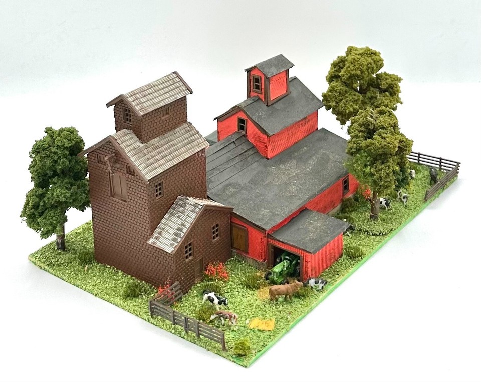 N Scale Weathered Custom Built/Painted Farm House, Buildings, and Yard ...