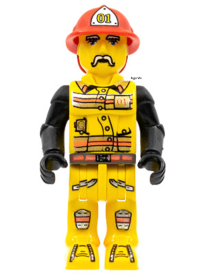 Lego JS001 Jack Stone Figurine Fireman Pompier du 4609 4601 4657 4621 ...