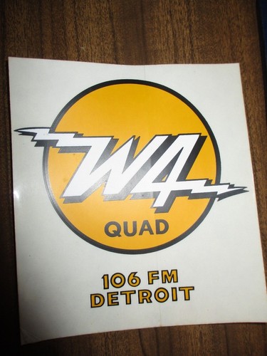 Orig 1970's WWWW W4 106 FM Quad DETROIT 5" x 4 1/2" Sticker Rock Radio ...