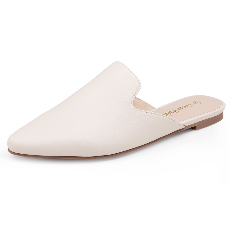 Women's Flat Mules Pointed Toe Closed-Toe Backless Loafer Shoes Size 5 ...