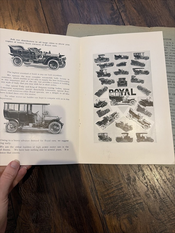 VERY RARE ANTIQUE 1907 THE ROYAL TOURIST EARLY CAR ADVERTISING BROCHURE ...