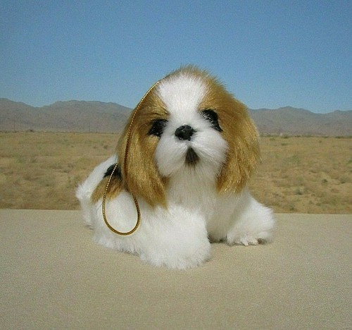 Furry Friend Dog Ornament, White, Brown and Black Fur, Gold Chord, INV 66993-94 | eBay