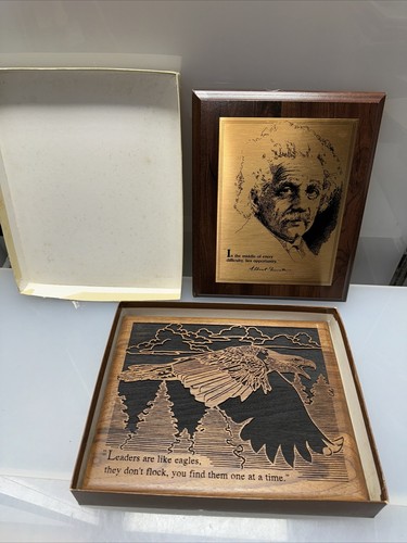 Albert Einstein Picture with Einstein Quote Metal on Wood Plaque | eBay