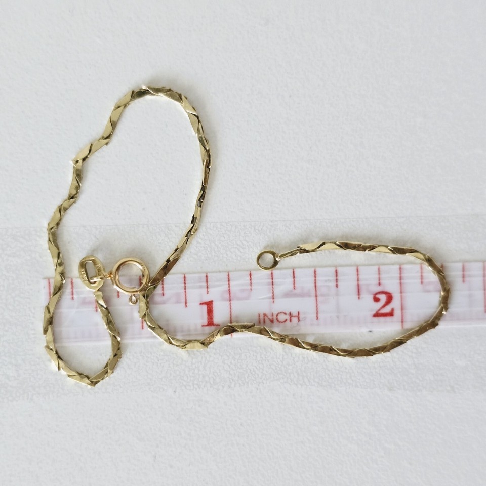 UNISEX Vintage Solid 14K Yellow Gold TRIANGLE LINK CHAIN Bracelet | eBay