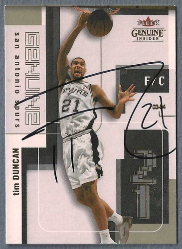 Tim Duncan Signed Autographed 2003-04 Fleer Genuine Insider #25 HOF ...