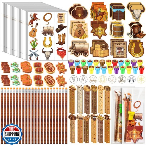 Cholemy 168 Pcs Western Cowboy Party Favors Wild West Pencils Notepads ...