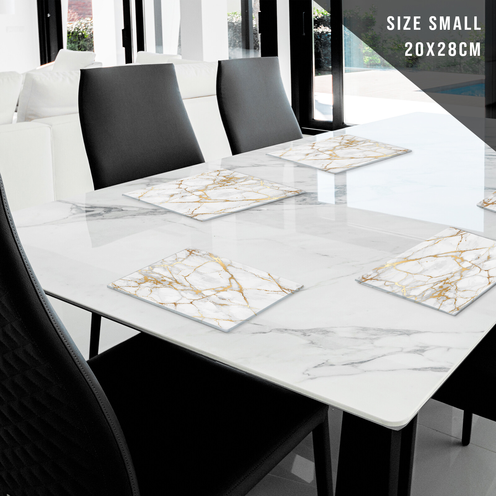 Glass Chopping Cutting Board Work Top Saver Large White Gold Marble ...