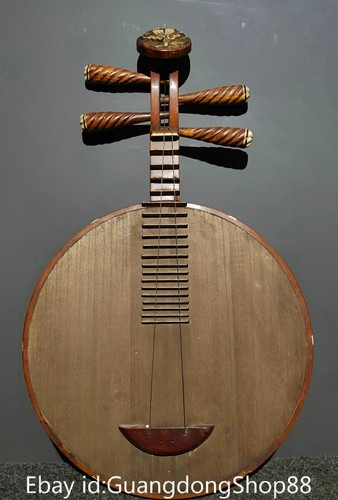 26.8" Old Chinese Wood Carving Dynasty Palace musical instrument Pipa ...