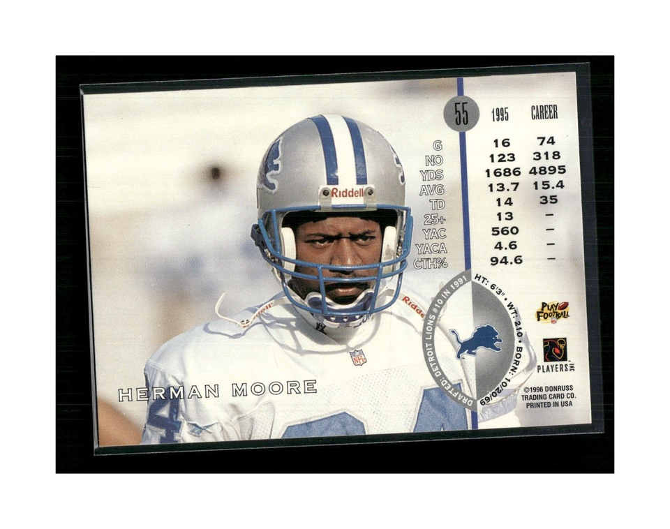 1996 Leaf 114 Barry Sanders HOF Lions Football Card Scott Mitchell LOT ...