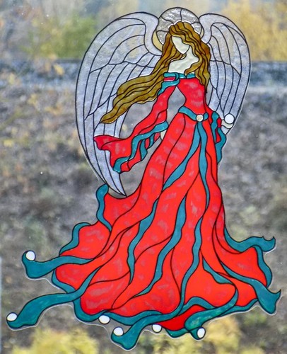 WICOART WINDOW COLOR STICKER CLING DECAL STAINED GLASS CHRISTMAS RED ...