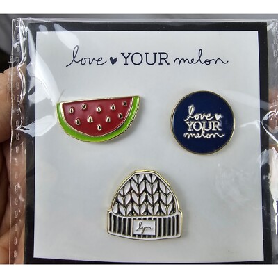 LOVE YOUR MELON LAPEL HAT PINS WATERMELON STOCKING HAT & CIRCLE LOGO ...