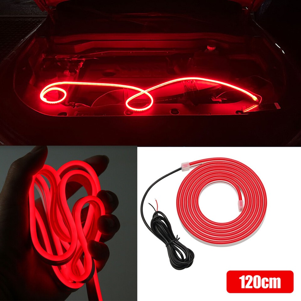 120cm Car Hood Red LED Daytime Running Light Strip Waterproof Flexible ...