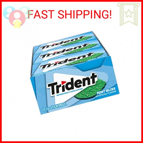 Trident Mint Bliss Sugar Free Gum, 12 Packs of 14 Pieces (168 Total ...