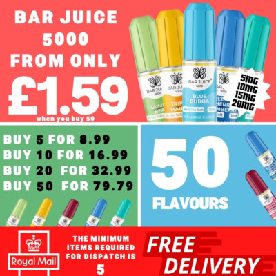 Bar Juice 5000 Nic Salt E liquid 10ml 5mg 10mg 15mg 20mg Vape Juice Nic ...