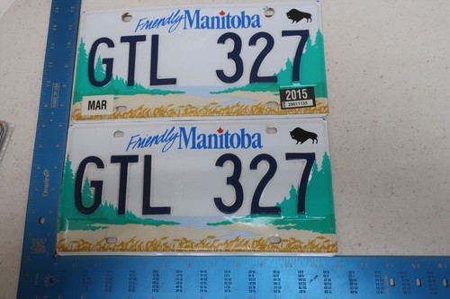 Manitoba MB License Plate Tag Canada 2015 15 Natural Sticker Pair Set ...