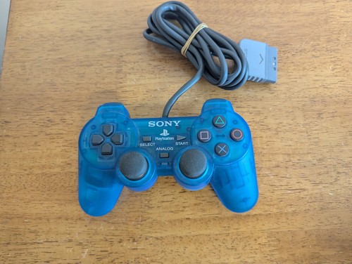 Official Sony Playstation 1 PS1 Clear Ocean BLUE Dualshock Controller ...
