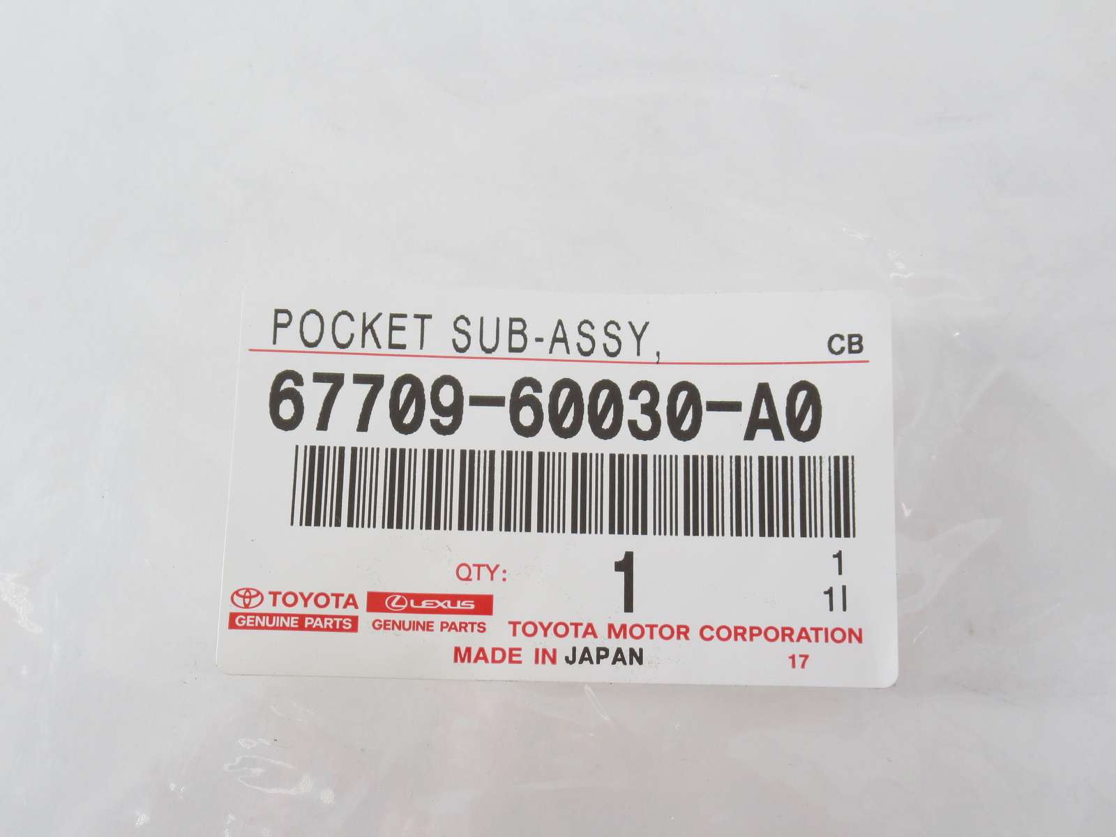 Genuine OEM Toyota Lexus 67709-60030-A0 Rear Liftgate Pocket Trim Net ...