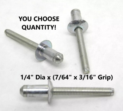 Stanley Steel Body Blind Structural Rivet, Domed Head, 1/4" Dia x 3/16 ...