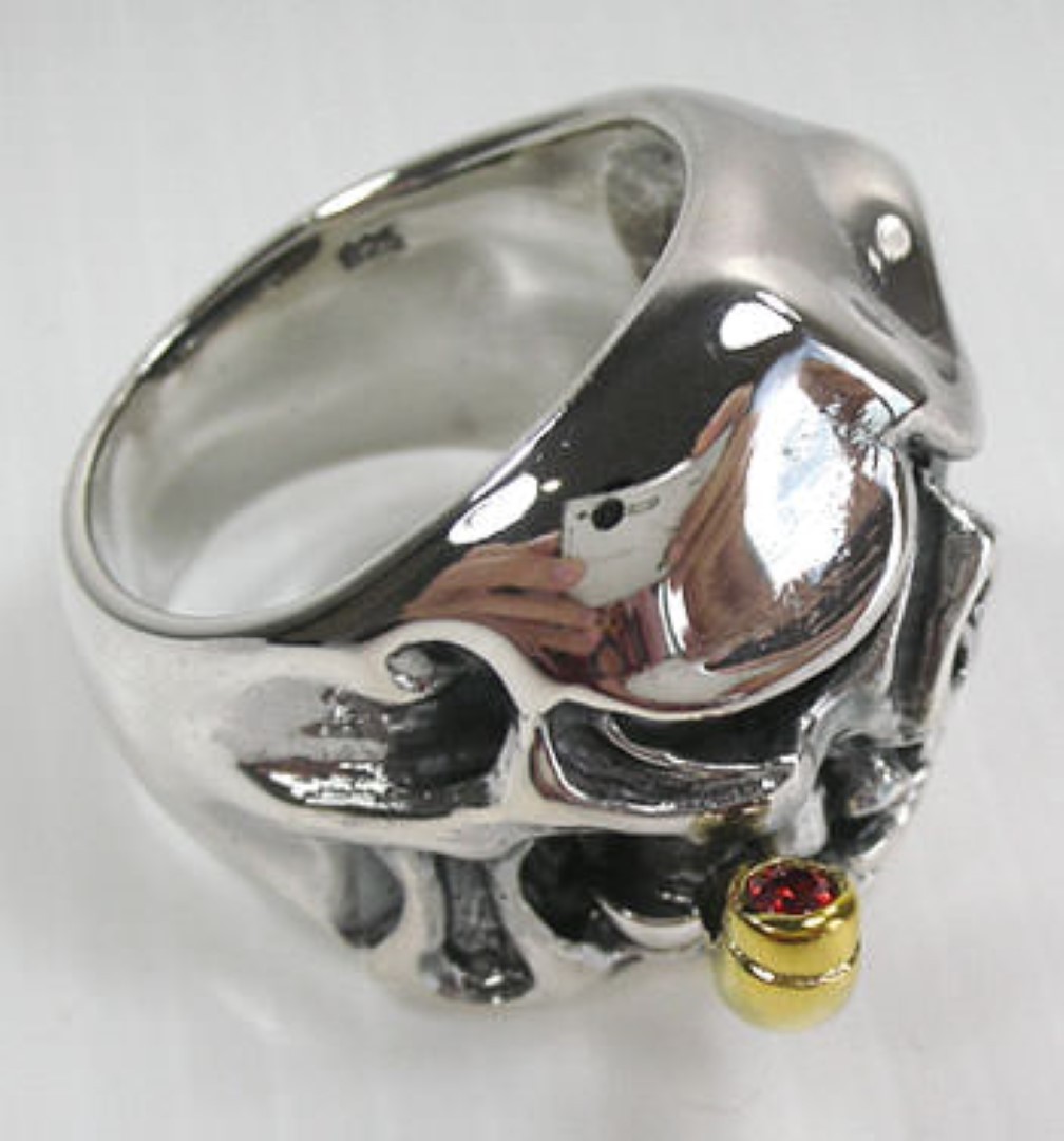 MAFIA 14K YELLOW GOLD CIGAR 925 STERLING SILVER MENS RING NEW BIKER ...