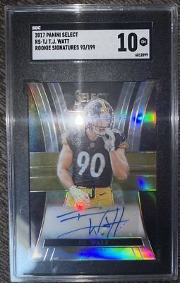 TJ WATT 2017 Panini Select Prizm Rookie Card RC Auto Steelers 093/199 ...