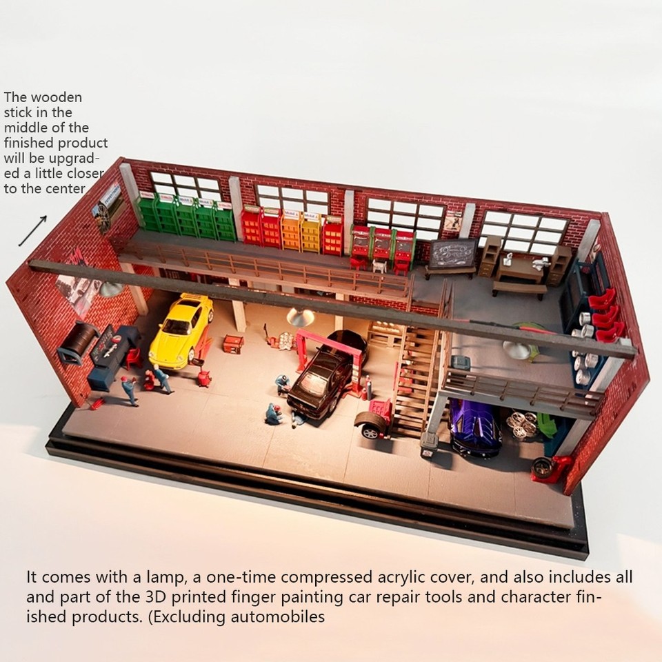1/64 Diorama Model Car garage Repair Warehouse scene DIY Kit | eBay