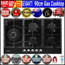 Technika H950STBGFPRO 900mm 5 Burners Gas Cooktop - Black Glass for ...