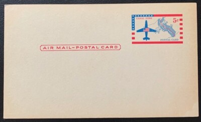 1958 UNITED STATES AIRMAIL POSTAL CARD SCOTT UXC1 CANAL ZONE 5C MINT ...