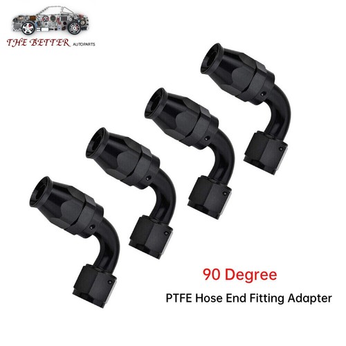 4PCS 4AN 6AN 8AN 10AN 12AN 90 Degree PTFE Hose End Fitting Adapter E85 ...