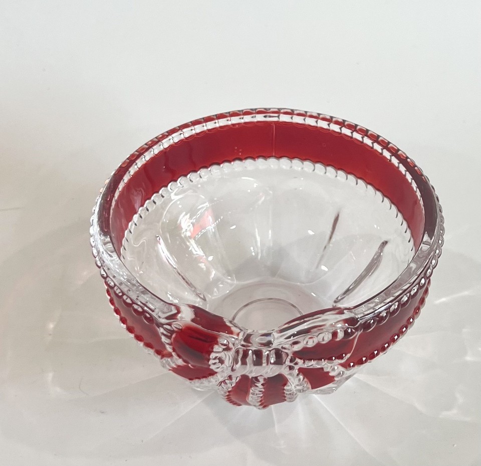 Mikasa Celebrations Ruby Red Ribbon Crystal Candy Dish Size: 4.75 ...