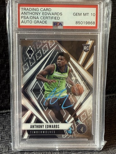 💎2020-21 Panini Anthony Edwards Signed “BLUE”Auto Phoenix Rookie PSA ...
